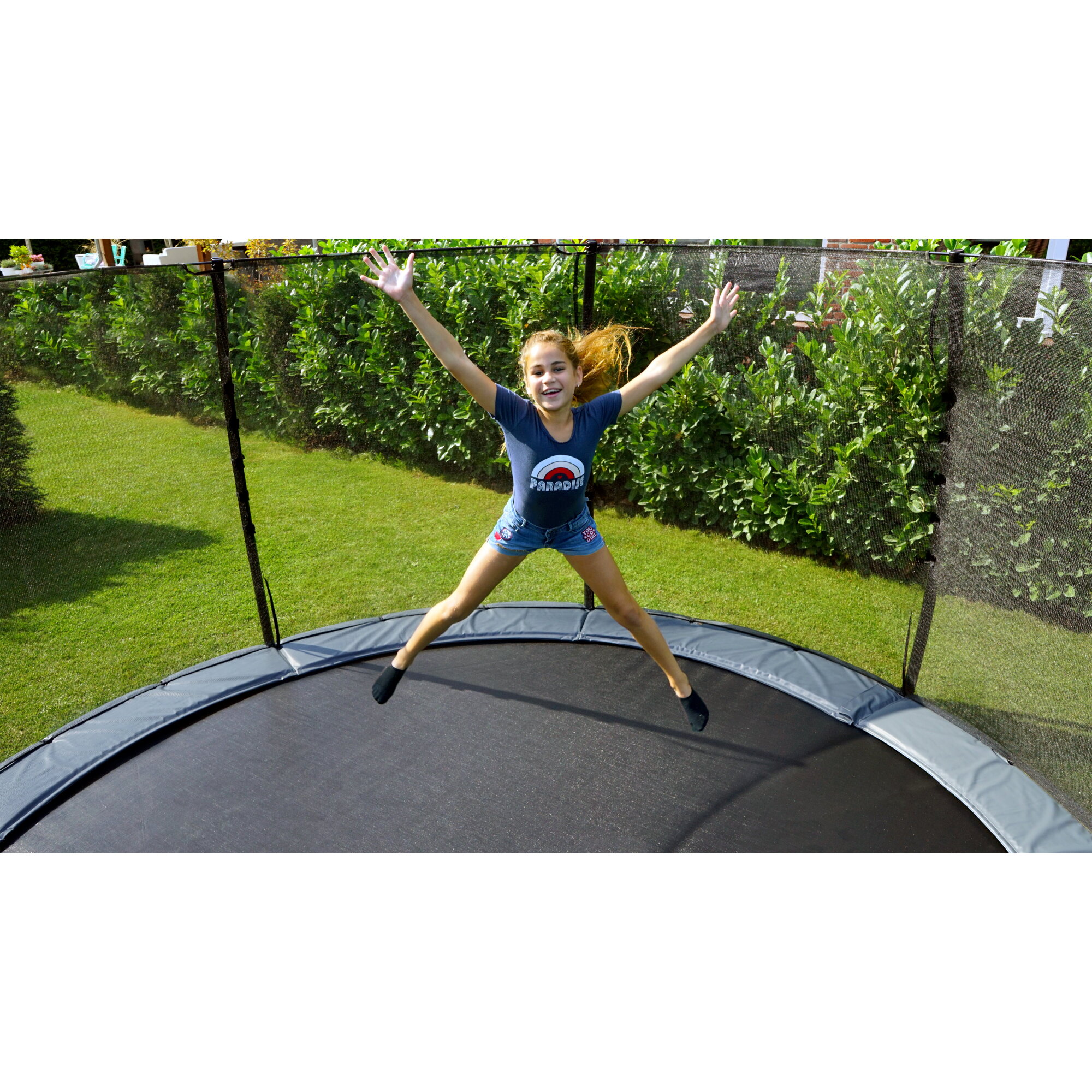 EXIT Elegant nedgravet trampolin ø305cm med Economy sikkerhedsnet - blå ...